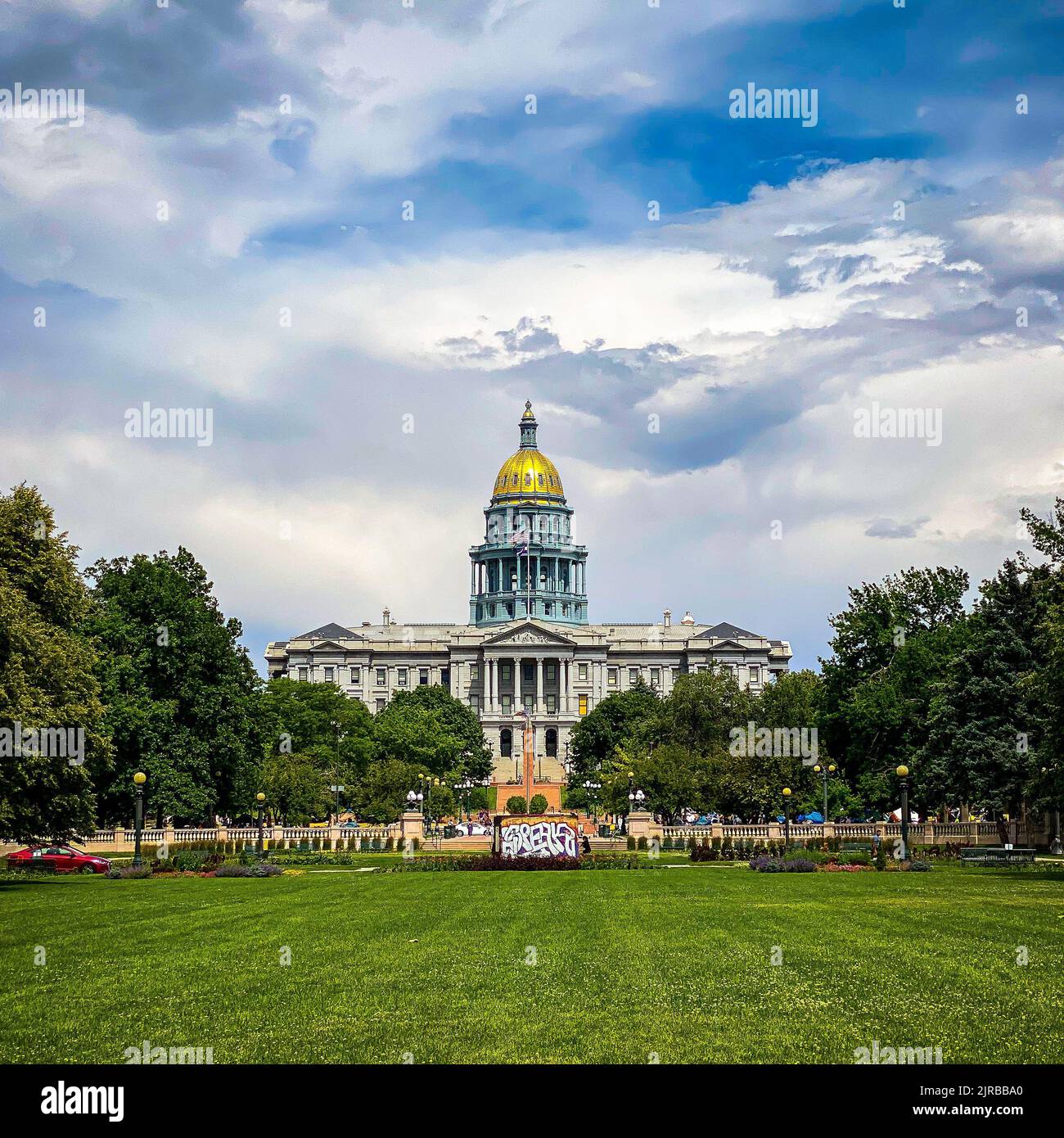 An aerial view of the Colorado State Capitol Building in Denver Stock ...