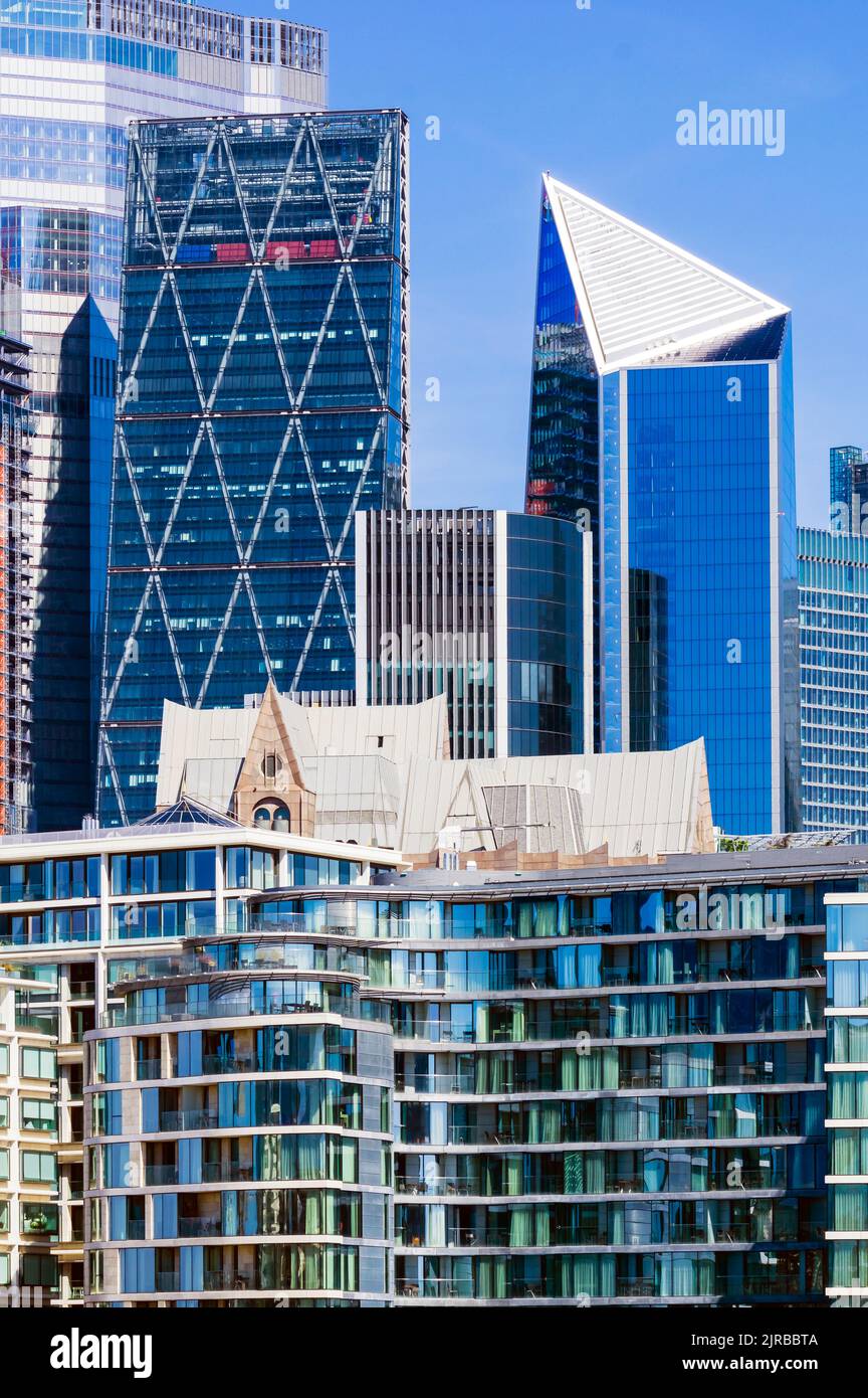 UK, England, London, Skyline with tall modern skyscrapers Stock Photo ...