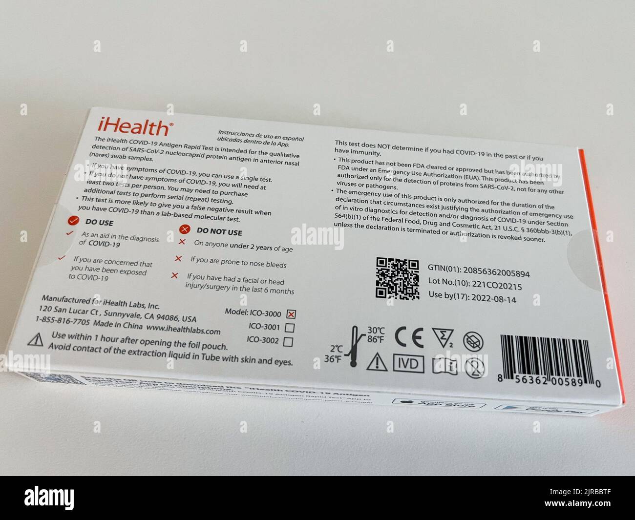 iHealth COVID-19 antigen rapid test is on display. On August 11, 2022 ...