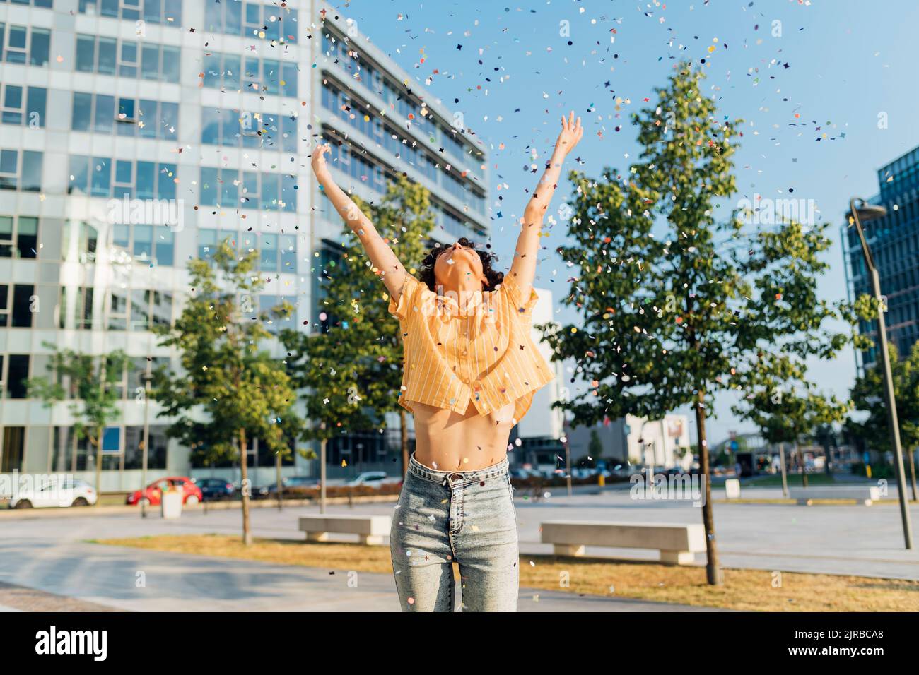 Woman arms raised party hi-res stock photography and images - Alamy