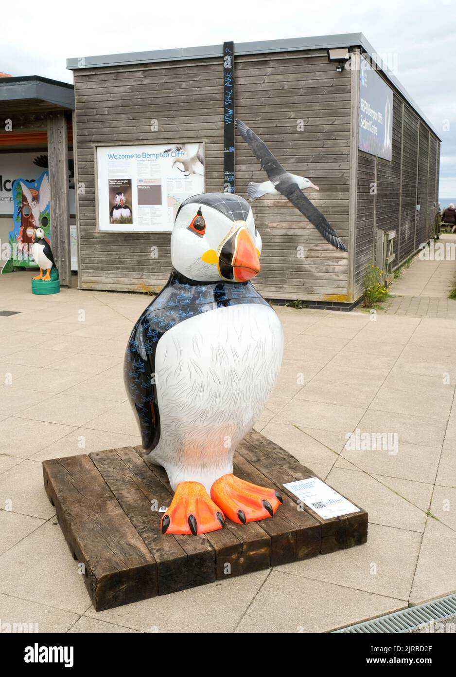 A giant puffin sculpture dominates the approach to the RSPB centre at ...