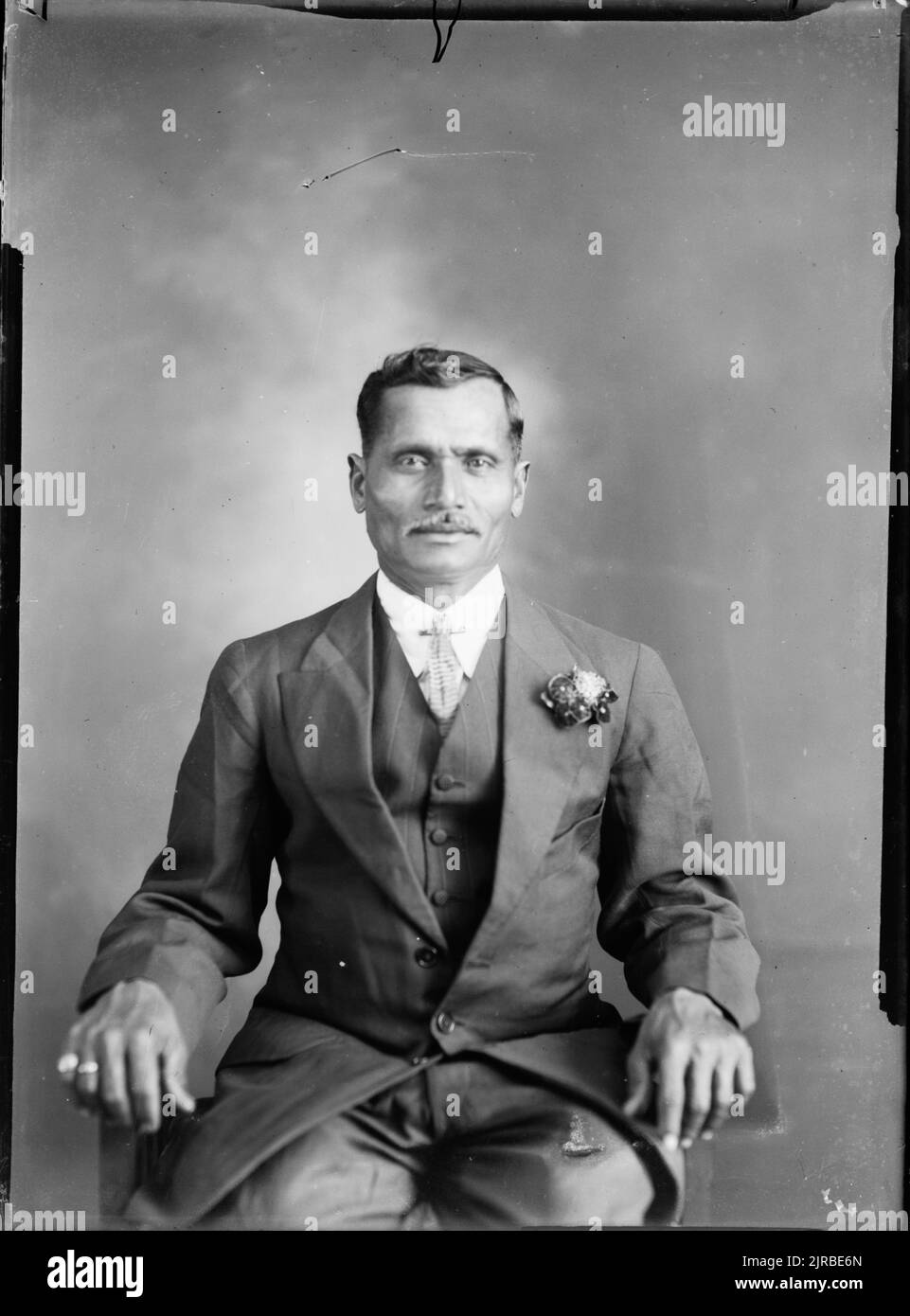 Portrait of a man, circa 1920, Wellington, by Berry & Co Stock Photo ...