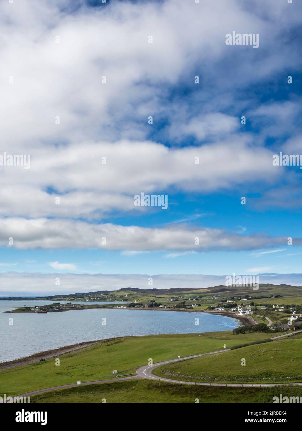UK, Scotland, Clouds over coastal village in Northwest Highlands Stock ...