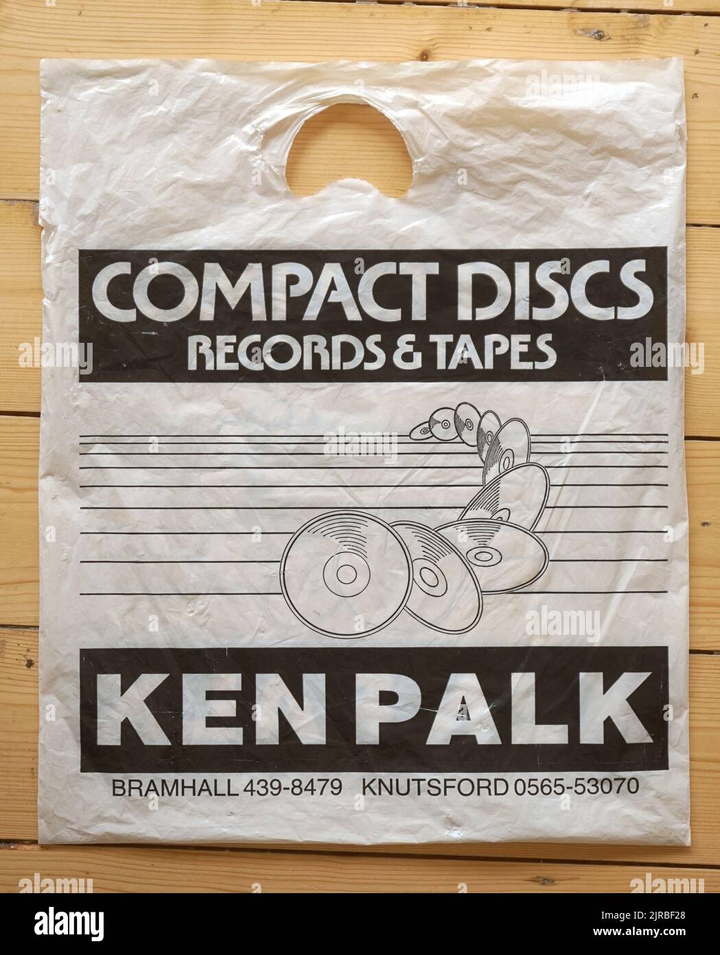 Ken Palk, records and tapes, vintage plastic record shop bag with CD ...