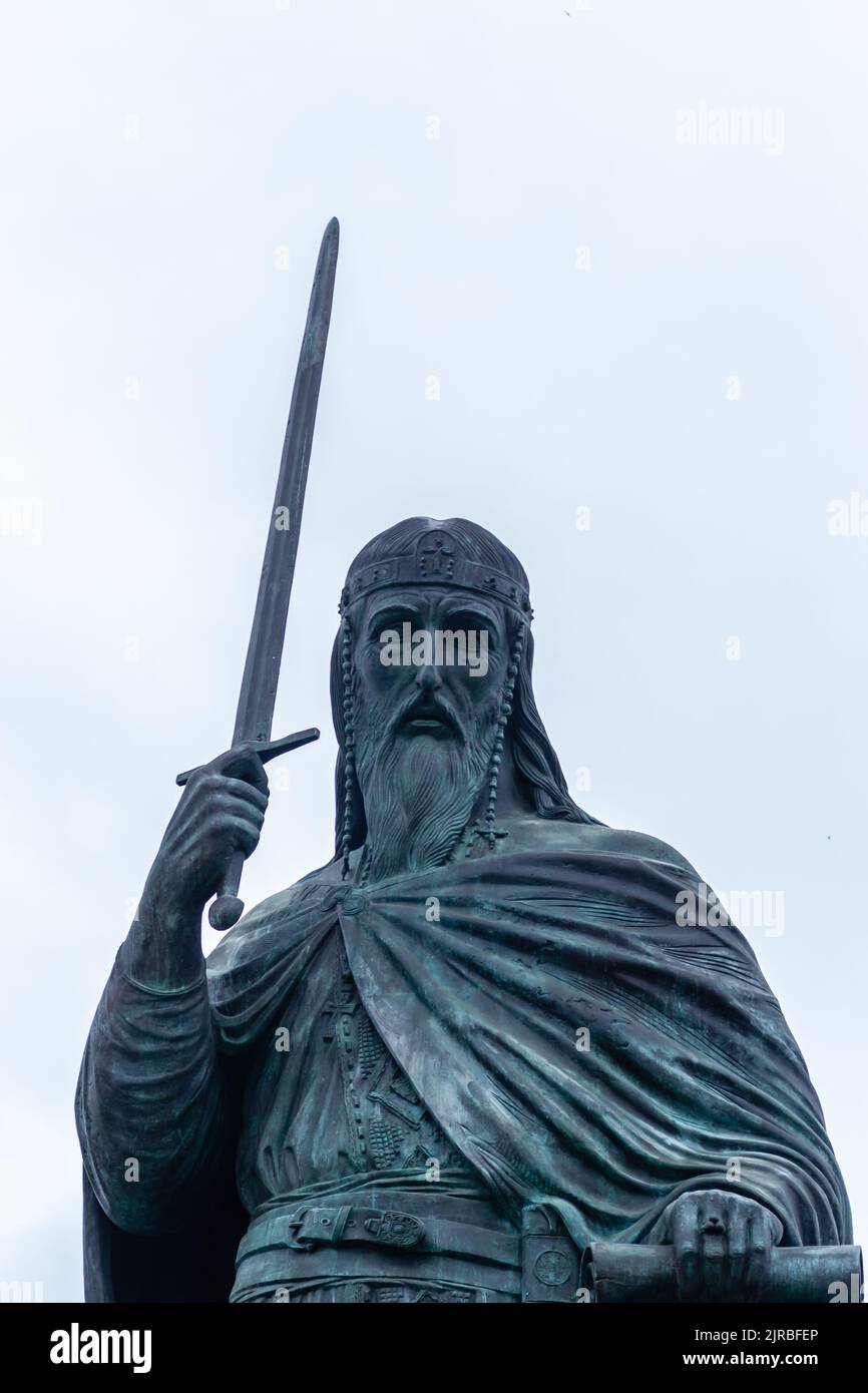 Belgrade, Serbia - August 22, 2022. View of the Statue of Stafan ...