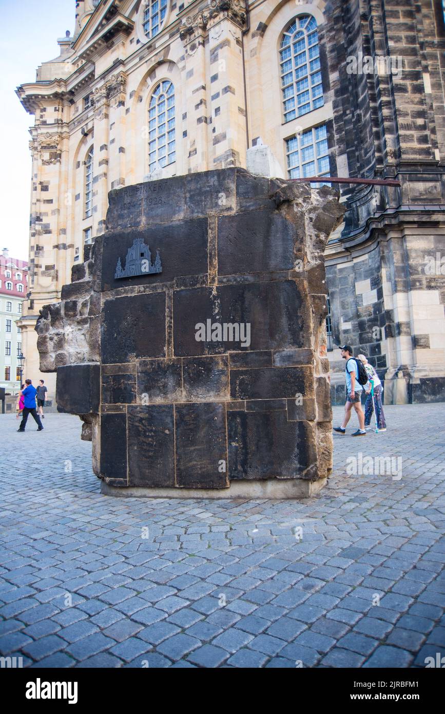 Dresden,Germany-August 17,2022:Original part of the walls of the ...