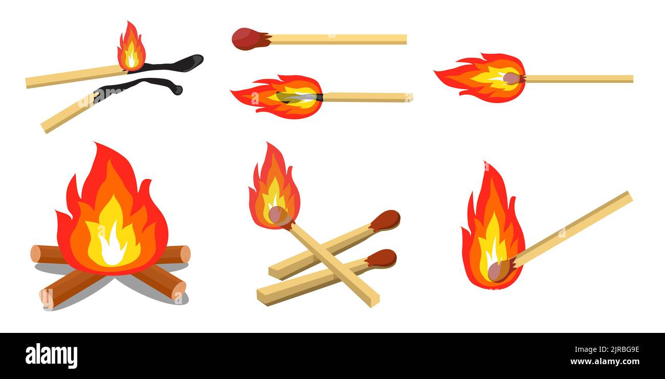 Collection set of fire matches Stock Vector Image & Art - Alamy
