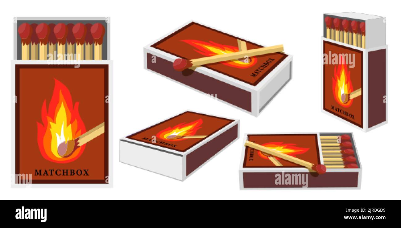 Collection set of matchbox and matches Stock Vector Image & Art - Alamy