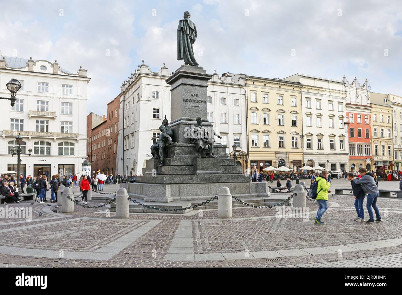 Statue of Adam Mickiewicz at the Main Market Square in Krakow, Poland ...