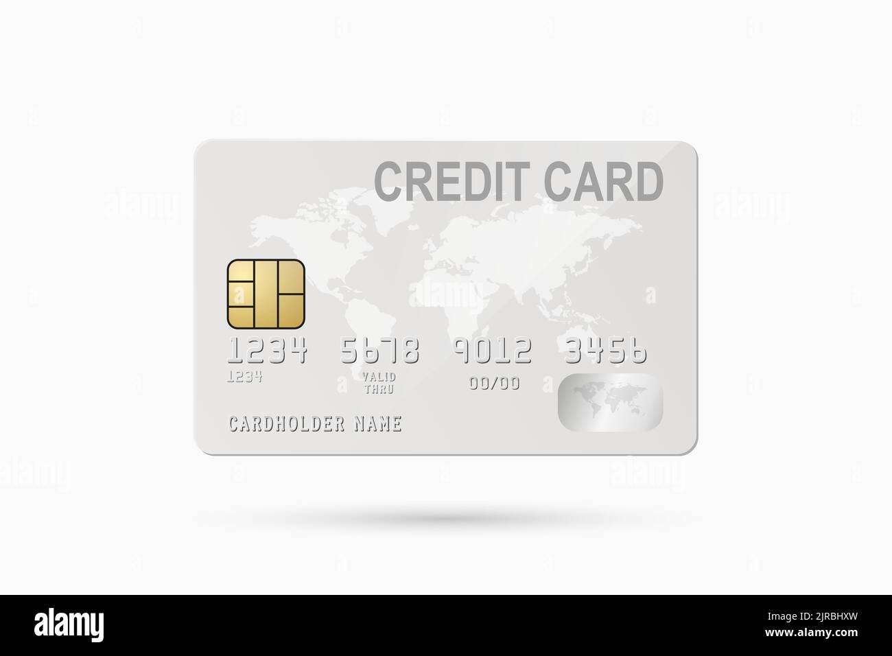 Vector 3d Realistic White Credit Card with Worl Map Isolated on White ...