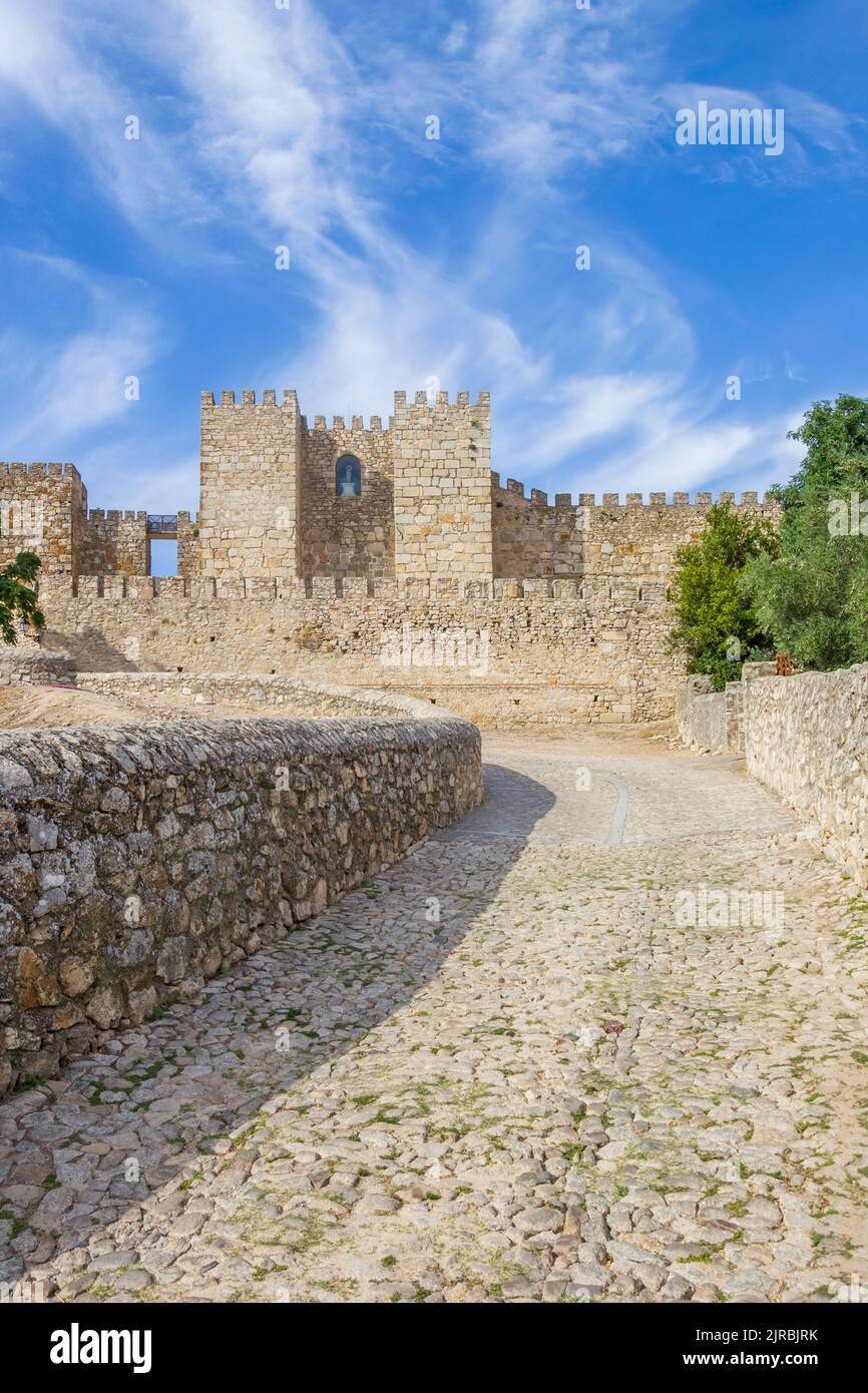 Historic medieval castle on top of the hill in Trujillo, Spain Stock ...