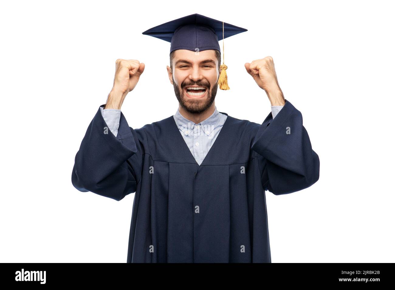 happy graduate student in mortar board Stock Photo - Alamy