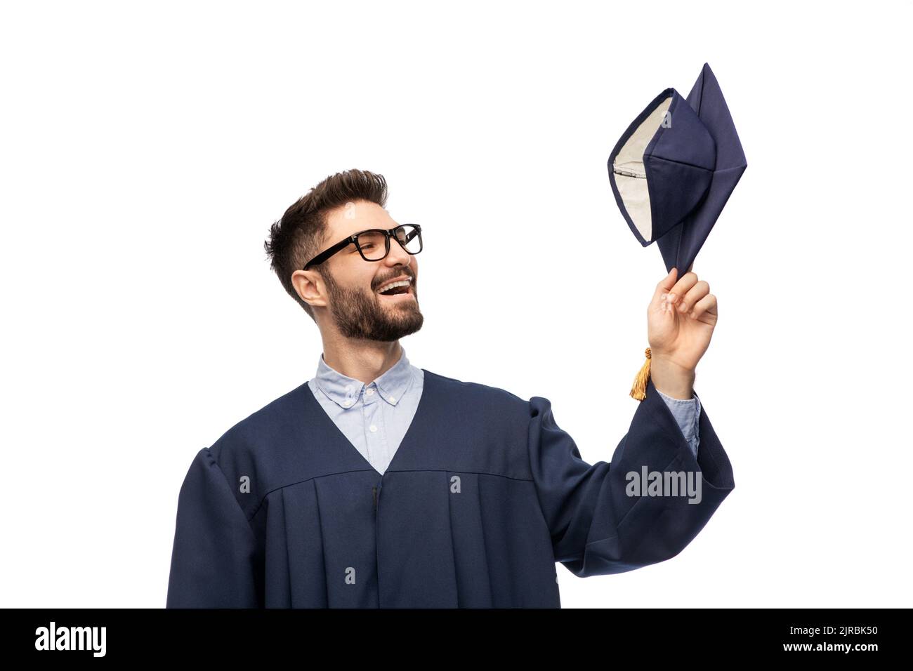 graduate student in bachelor gown with mortarboard Stock Photo - Alamy