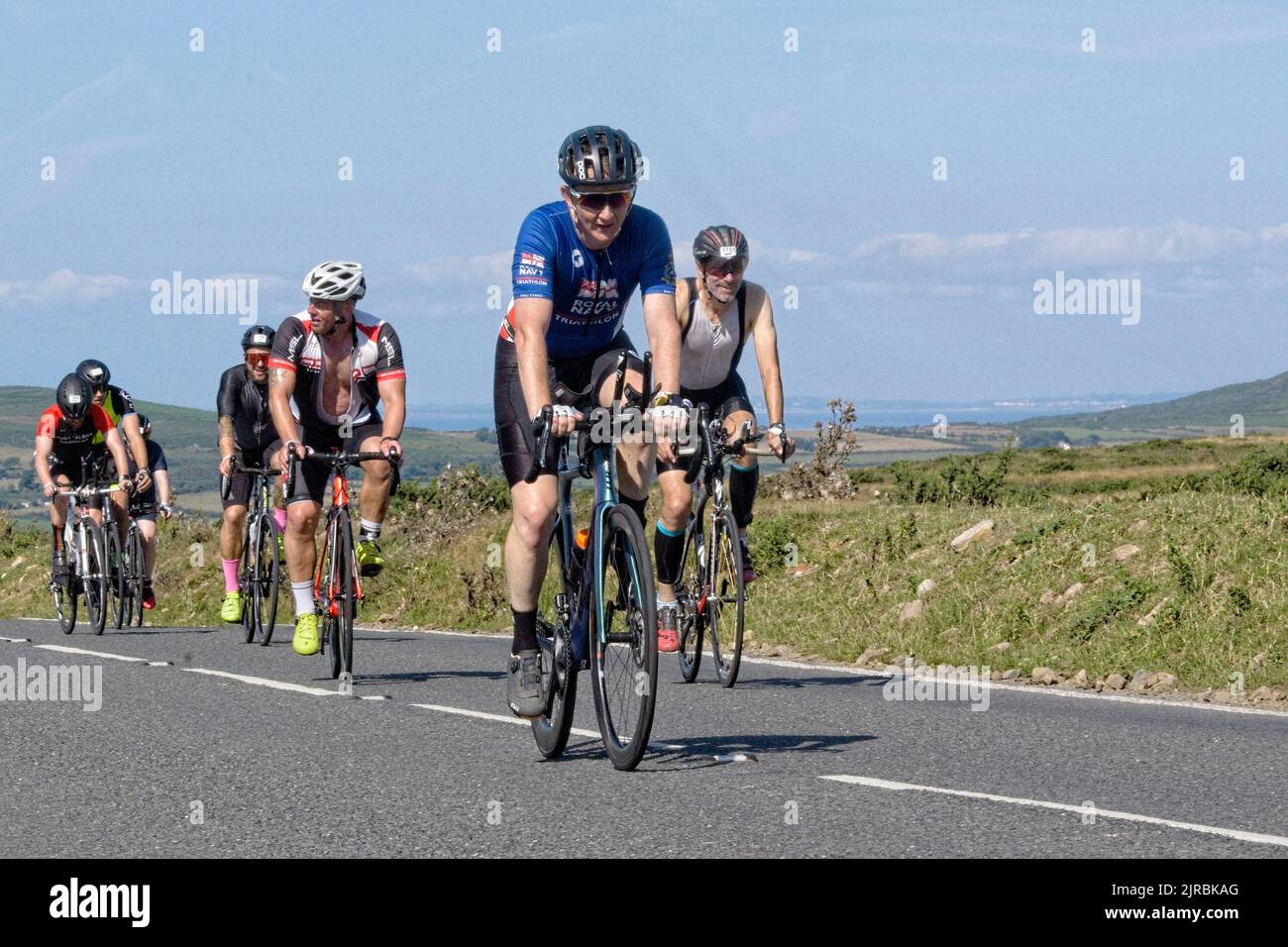 7thAug22 Gower Swansea Wales UK Triathlon Ironman cycling event Ground ...