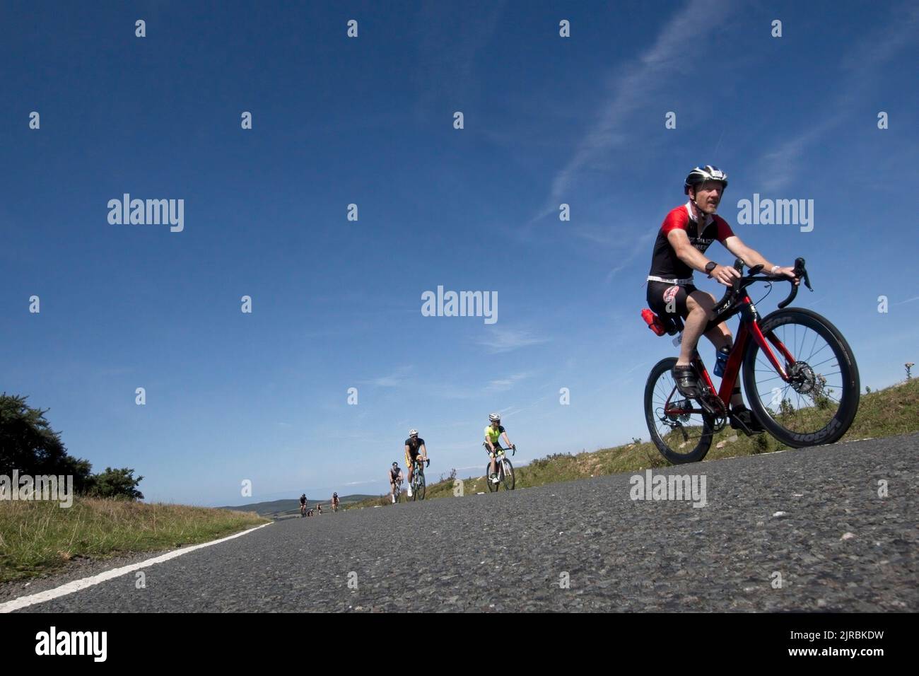 7thAug22 Gower Swansea Wales UK Triathlon Ironman cycling event Ground ...