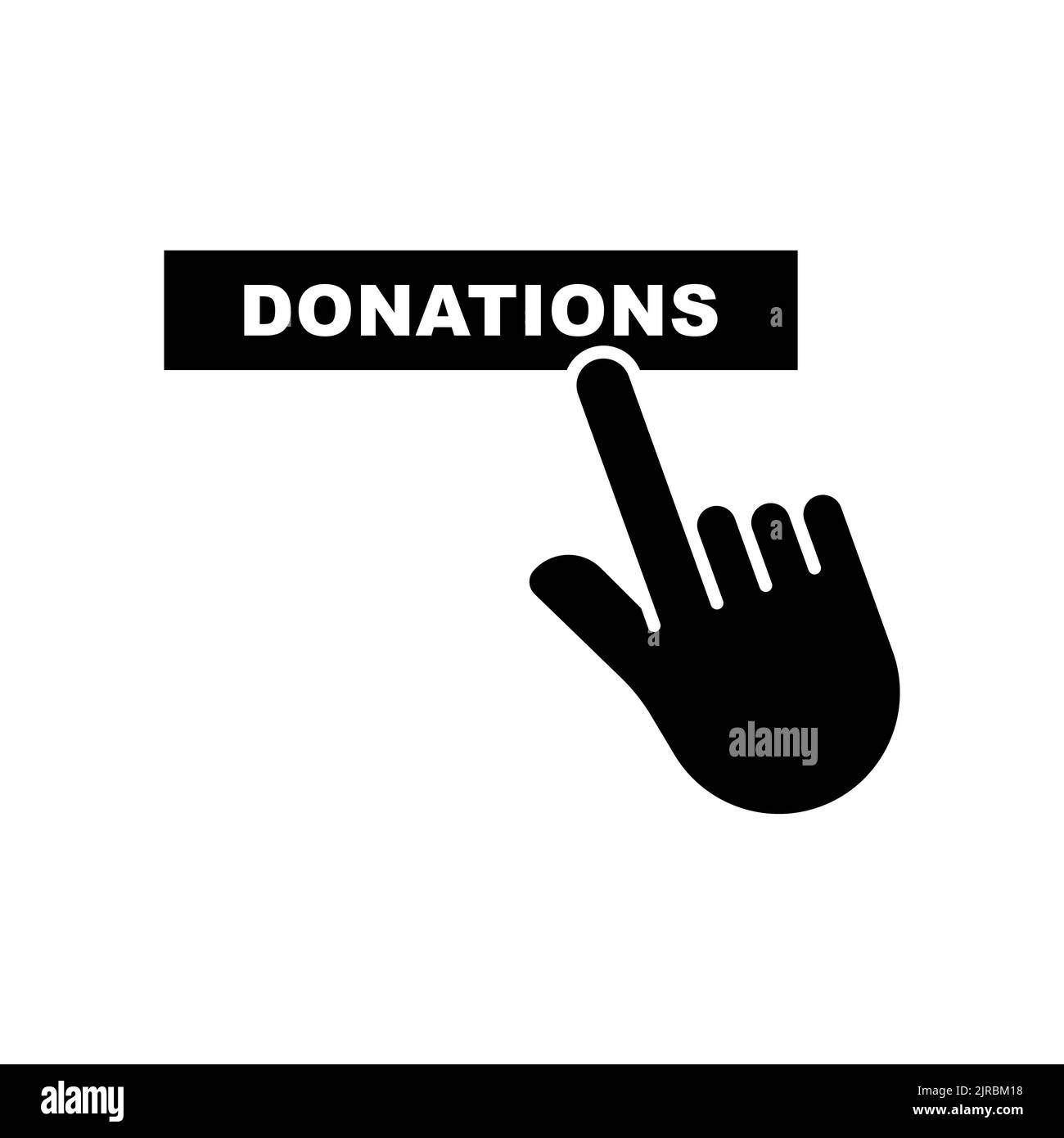 Hand touch icon with donations text. icon related to charity ...