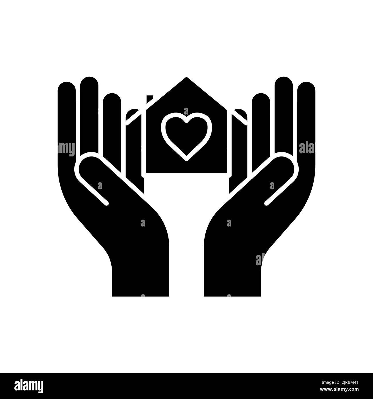 Hand icon with heart in house. icon related to charity, International ...
