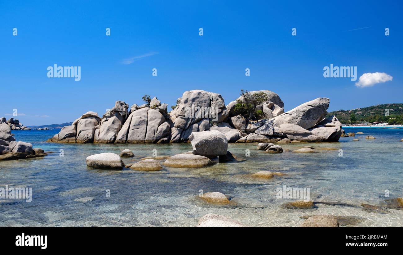 Rock formation in the mediterranean sea, Corsica, alombaggia Stock ...