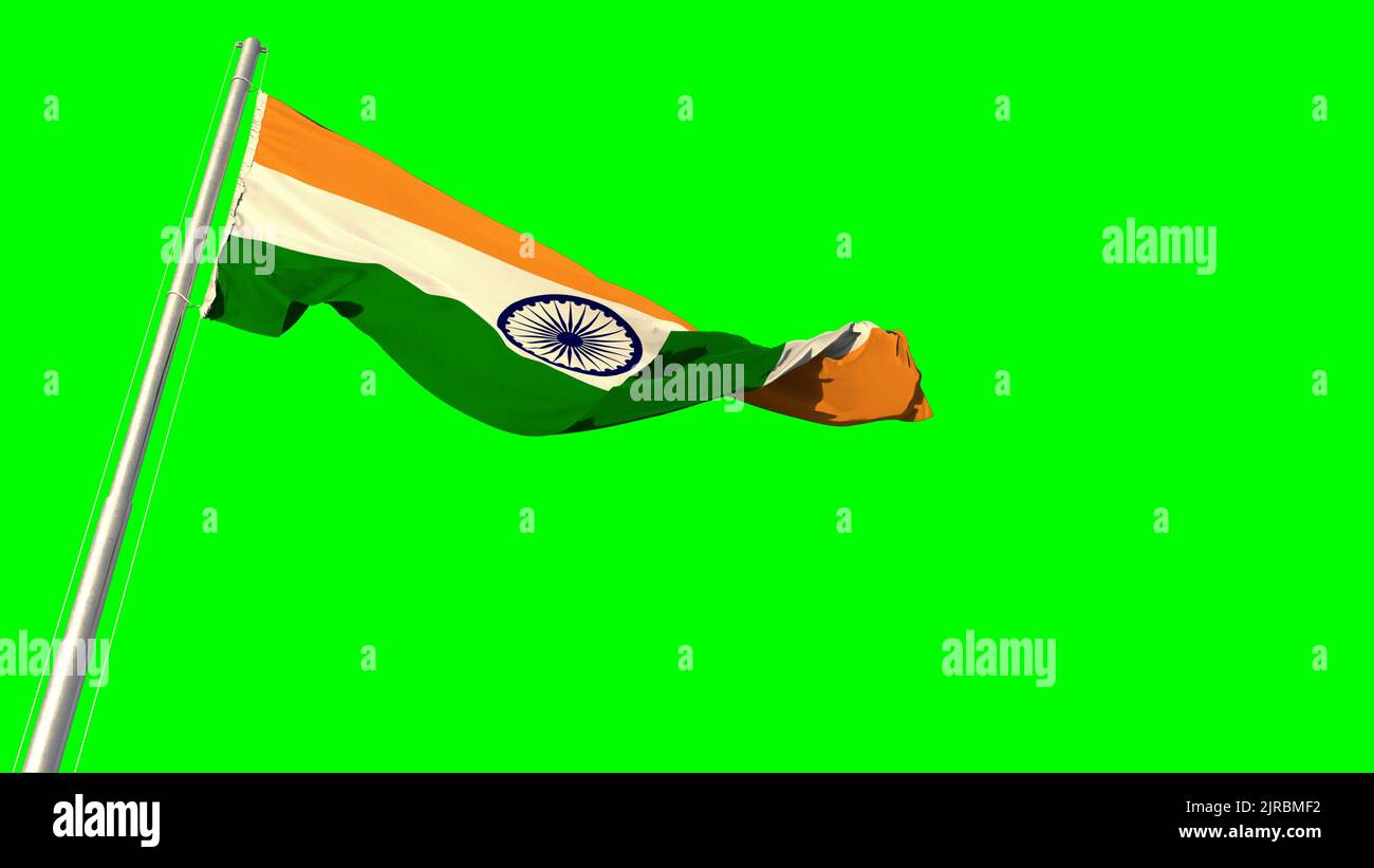 Waving glorious flag of India on green screen, isolated - object 3D ...