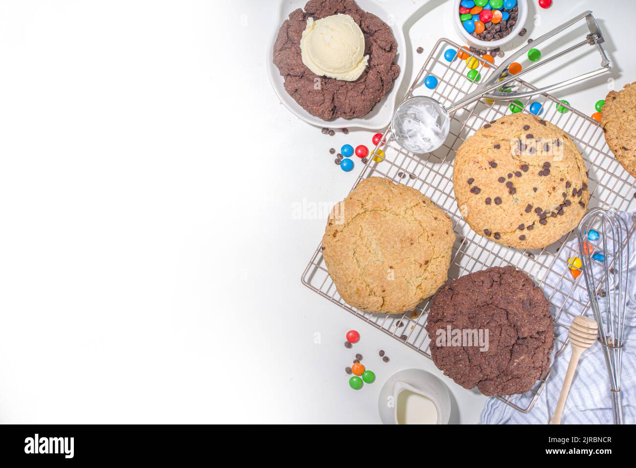 White and chocolate giant cookies. Very big cookies – chocolate ...