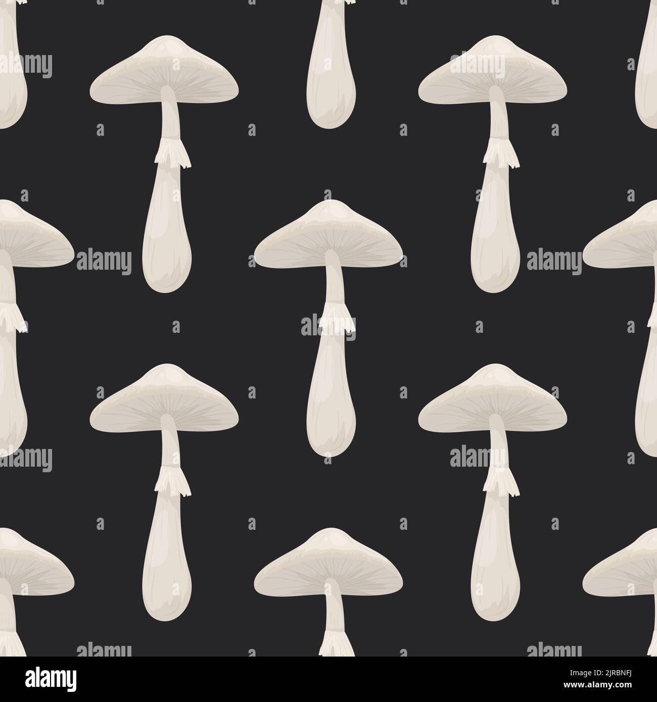 Vector Seamless Pattern with Toadstool Mushroom on Black Background. Seamless Texture, Hand ...