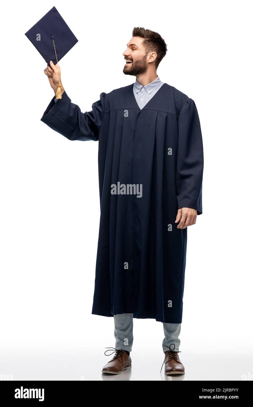 graduate student in bachelor gown with mortarboard Stock Photo - Alamy
