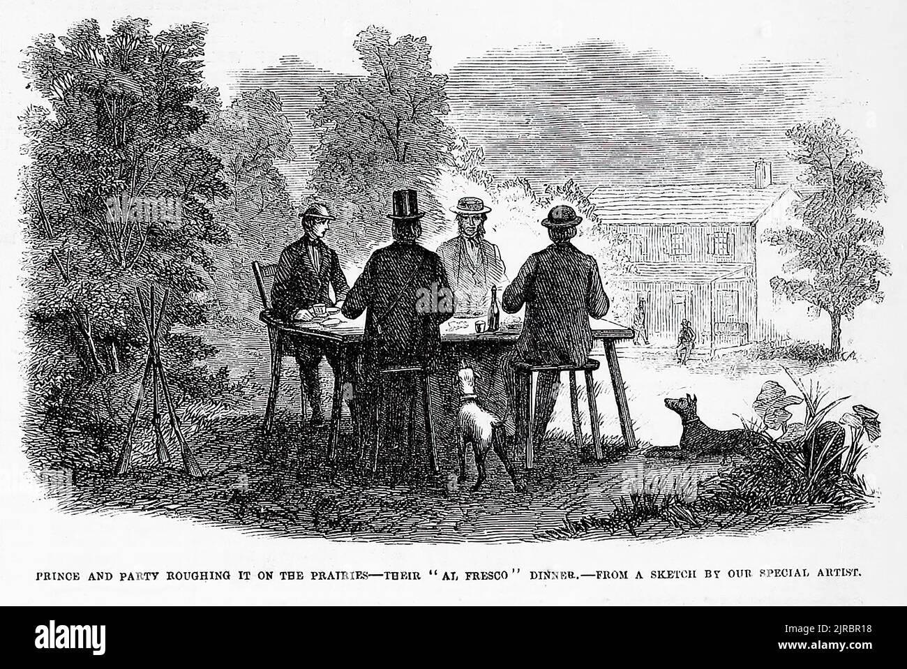 Prince and party roughing it on the prairies - Their "al fresco" dinner ...