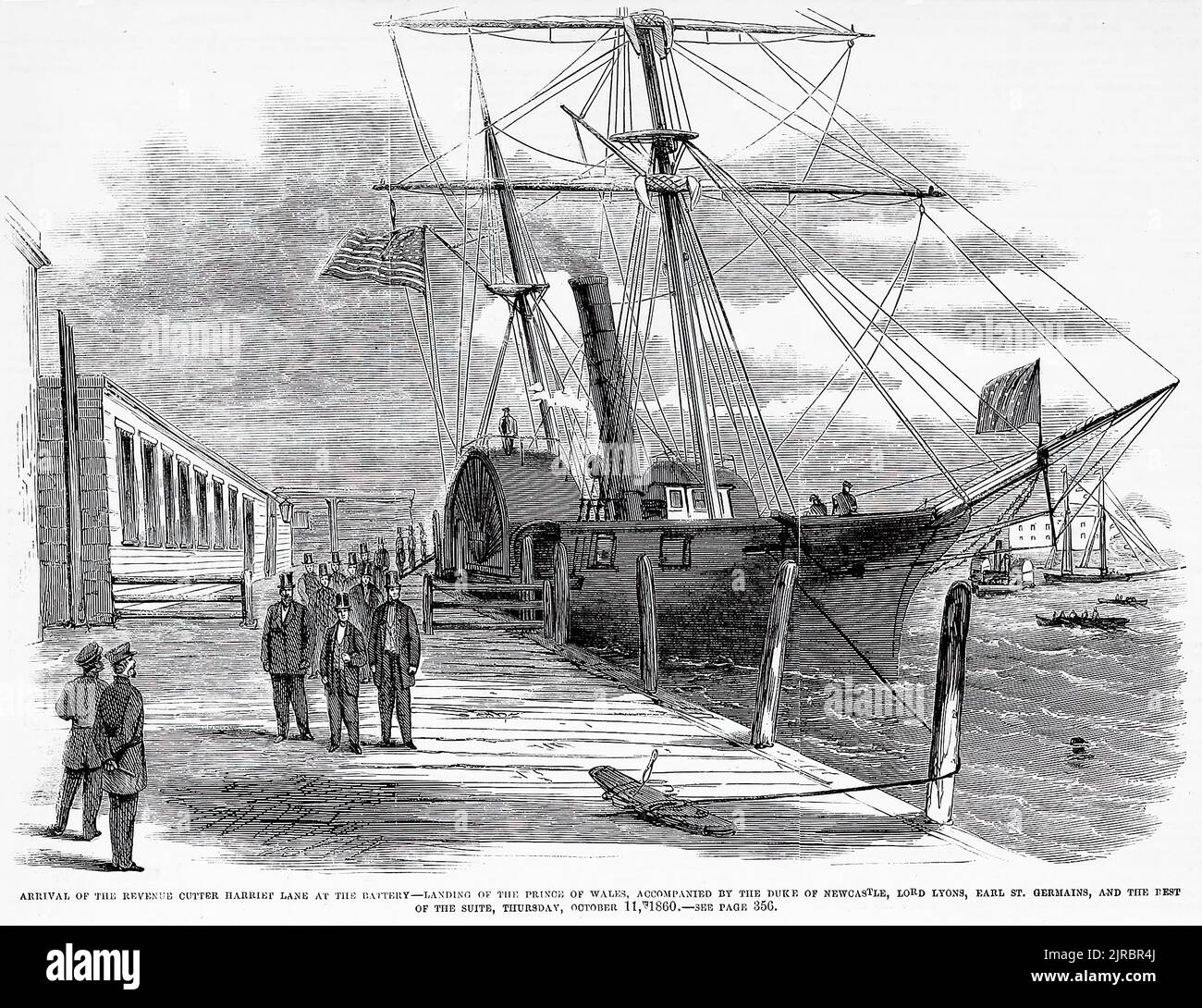 Arrival of the revenue cutter Harriet Lane at the battery - Landing of ...