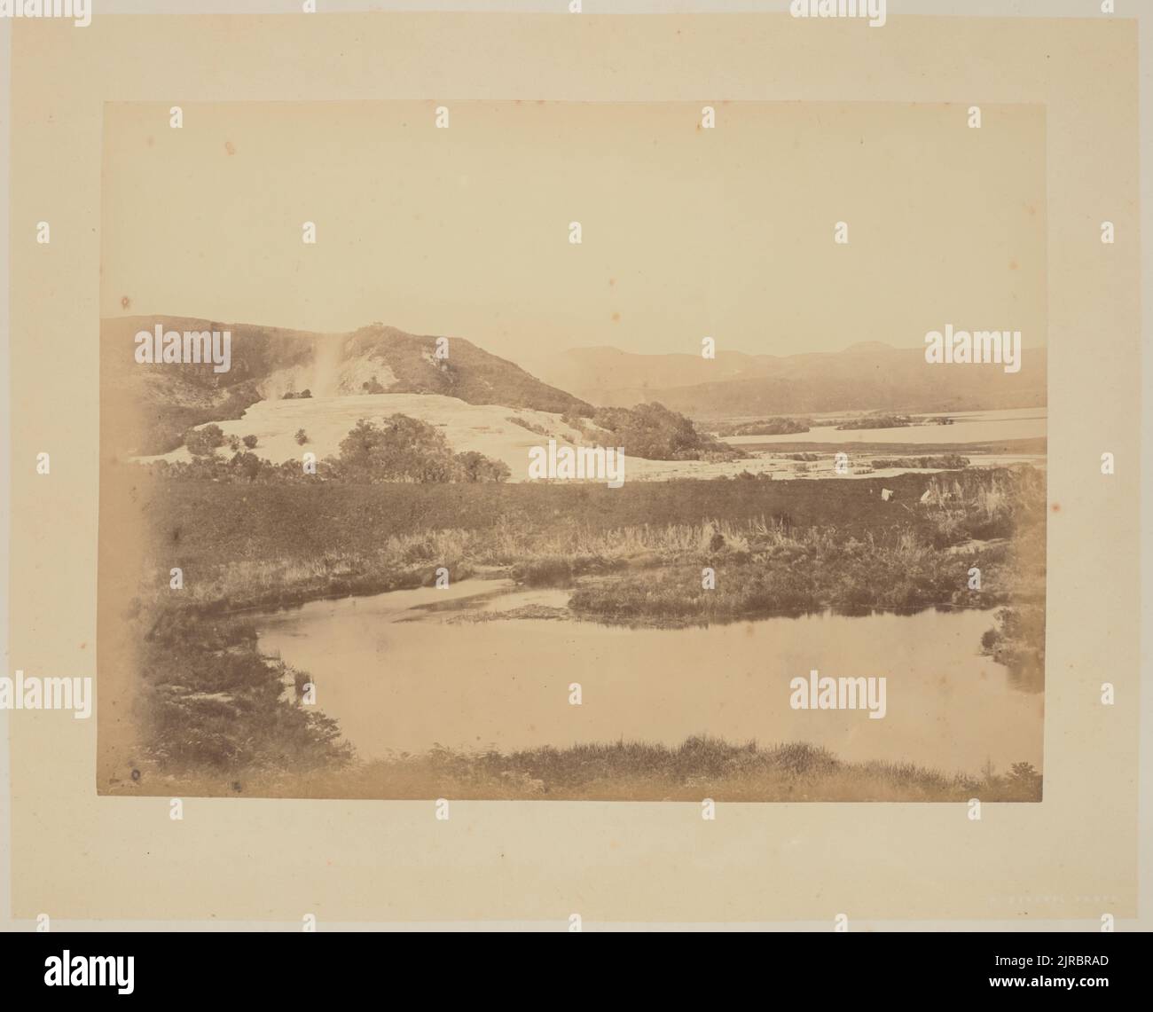 General view of Lake Rotomahana and the White Terrace, circa 1880 ...
