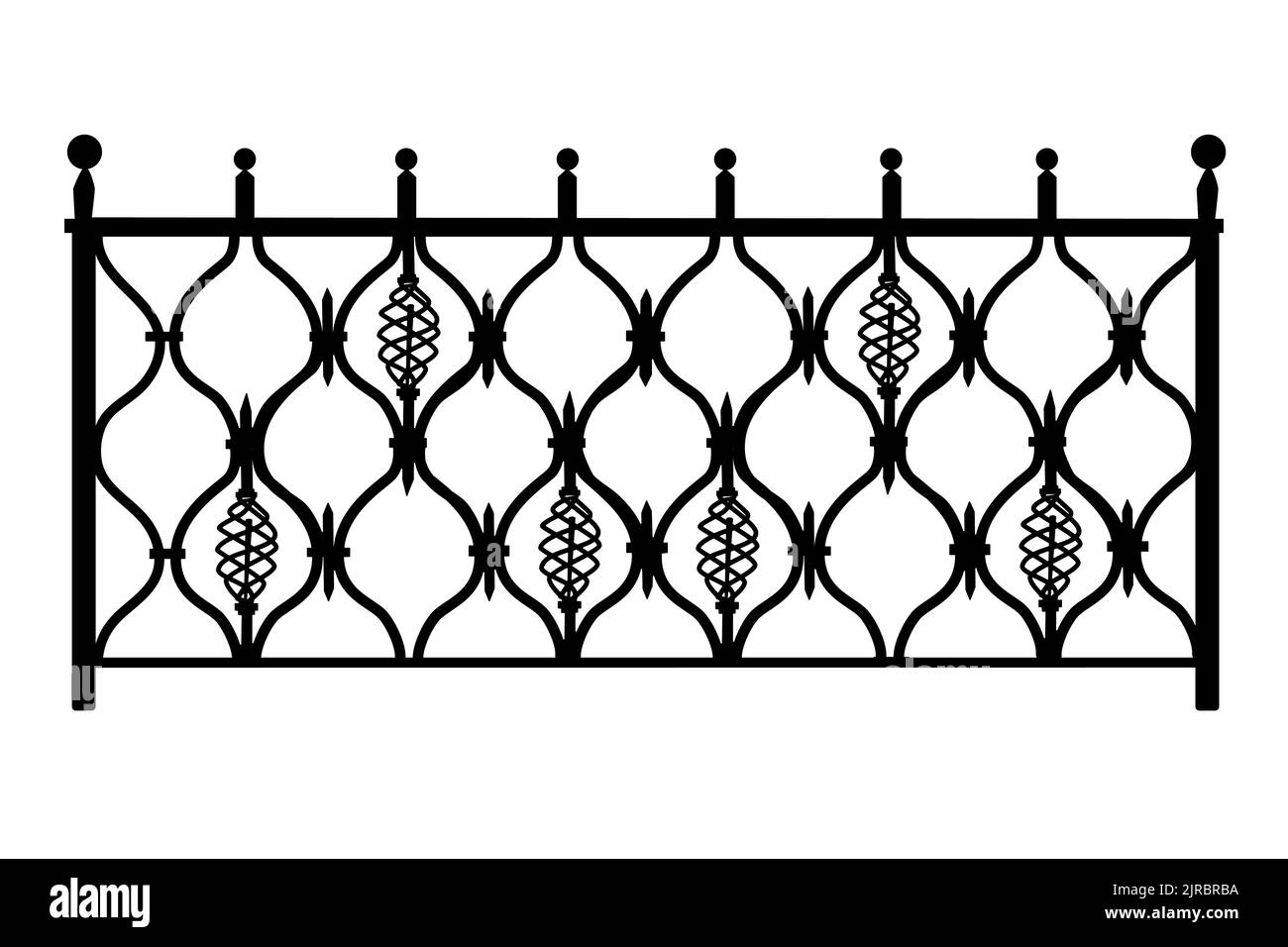 Decorative cast iron wrought fence silhouette with artistic forging ...