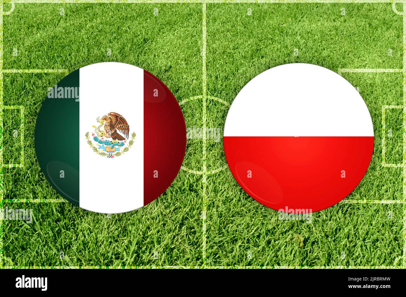 Illustration for Football match Mexico vs Poland Stock Photo - Alamy