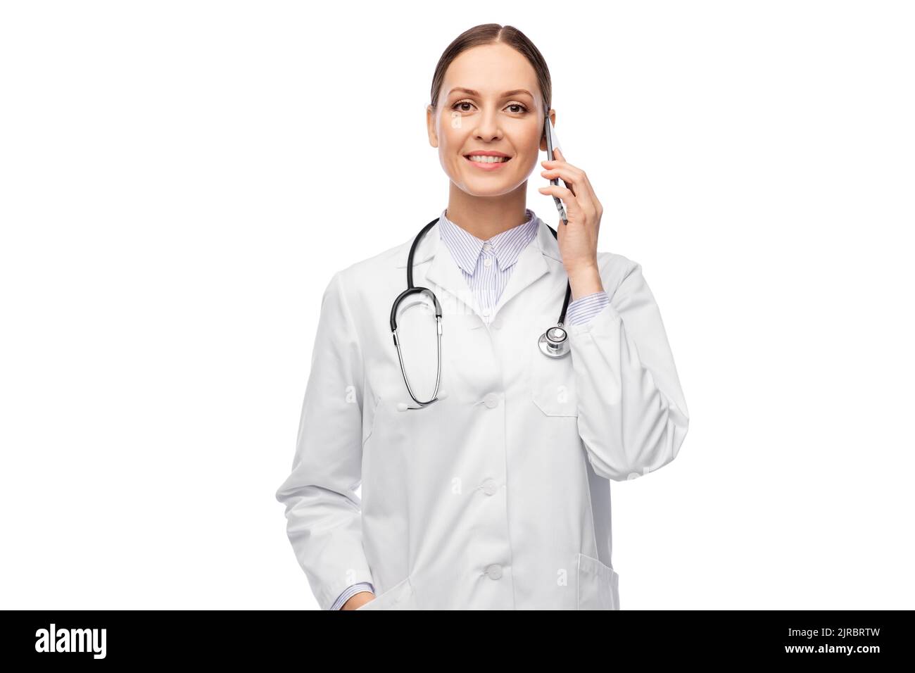 female doctor calling on smartphone Stock Photo - Alamy