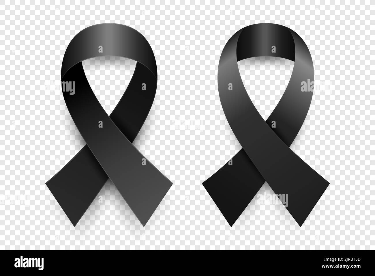 Vector 3d Realistic Black Ribbon Set Melanoma Cancer Awareness Symbol Closeup Cancer Ribbon