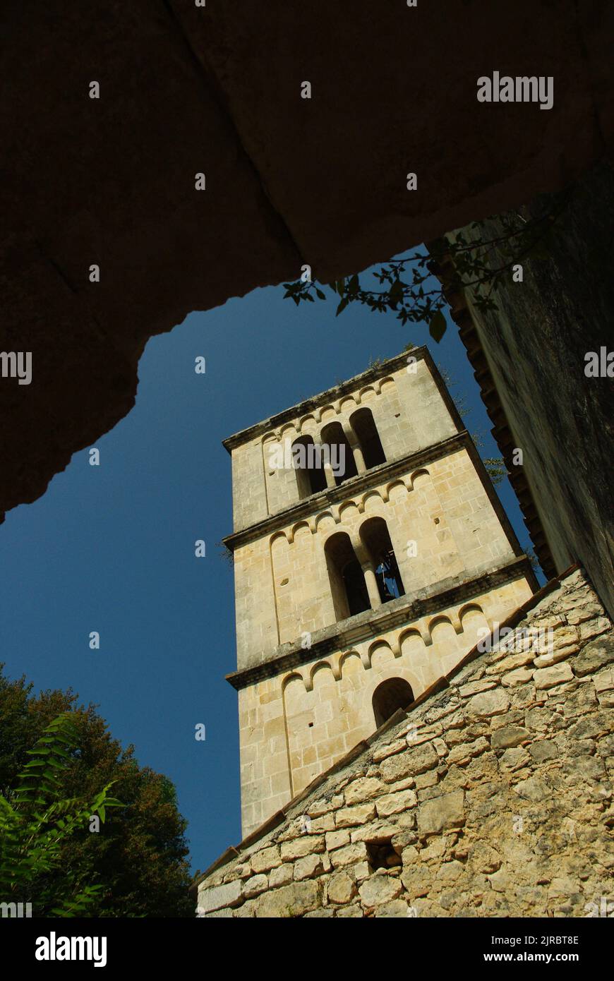 The majestic bell tower of the abbey of San Liberatore in Maiella ...