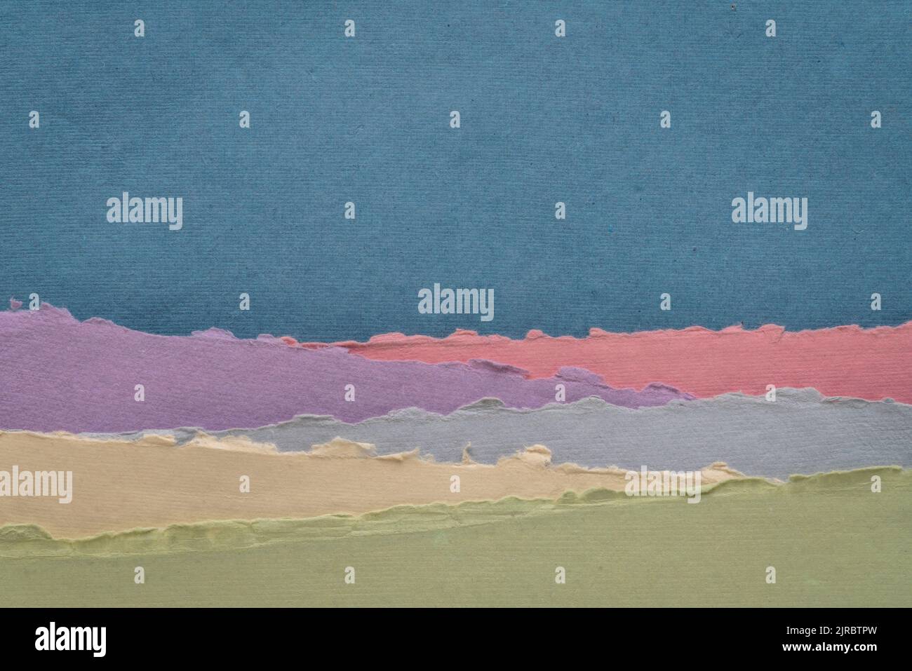 abstract landscape in blue, green and pink pastel tones - a collection ...