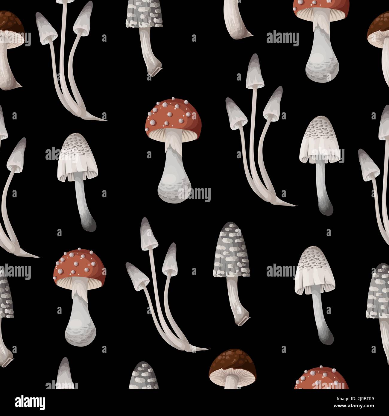 Seamless pattern with mushrooms hi-res stock photography and images - Alamy