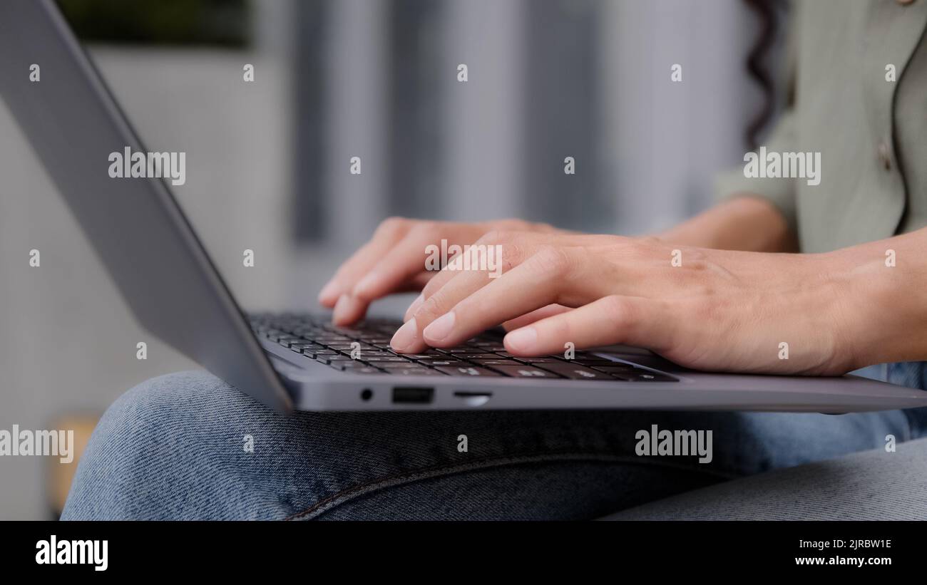 Closeup female hands unrecognizable businesswoman professional user ...