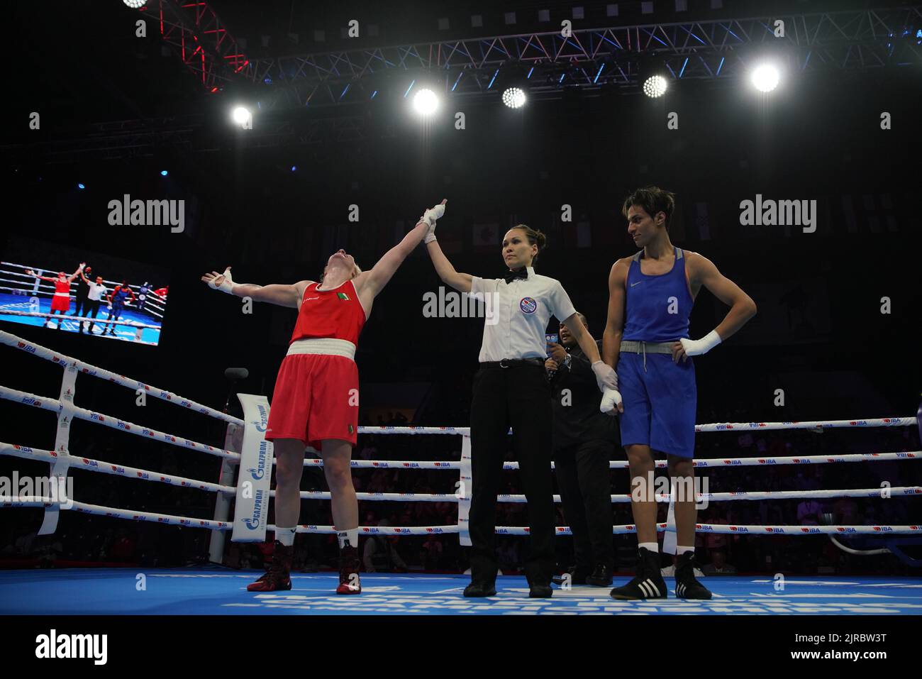 ISTANBUL, TURKEY - MAY 19, 2022: Broadhurst Amy Sara (Red) and Khelif ...
