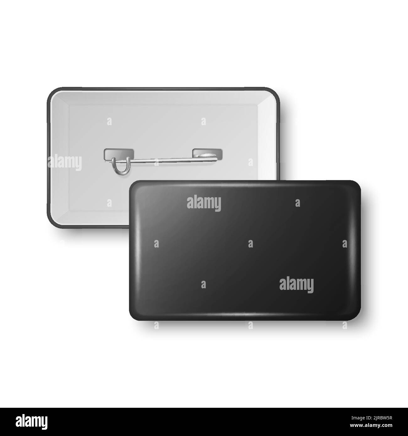 Vector 3d Realistic Rectangular Black Metal, Plastic Blank Empty Button ...