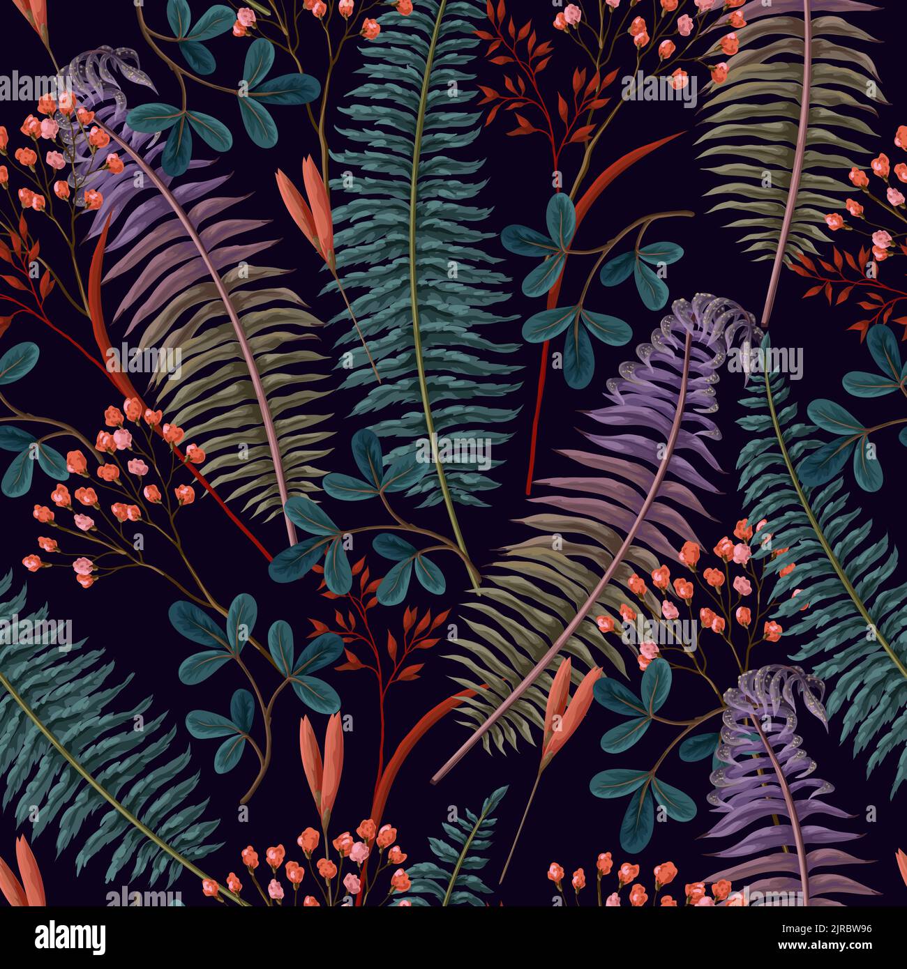 Botanical seamless pattern with ferns. Vector Stock Vector Image & Art - Alamy
