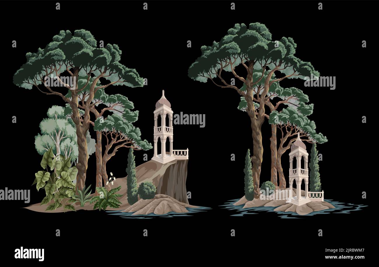 Spring panorama sea coast Stock Vector Images - Alamy