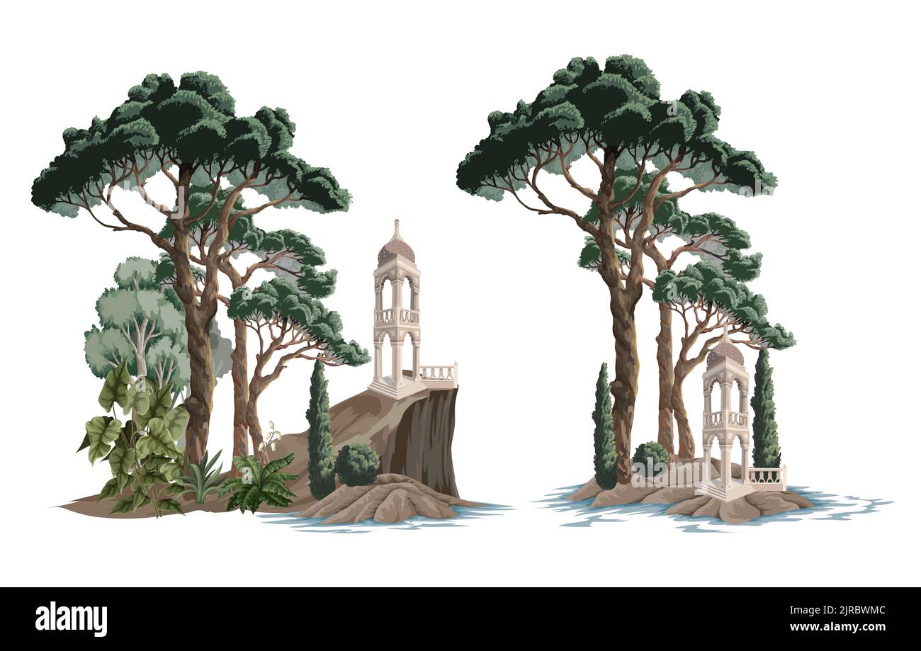 Palm trees blue sky landscape Cut Out Stock Images & Pictures - Alamy