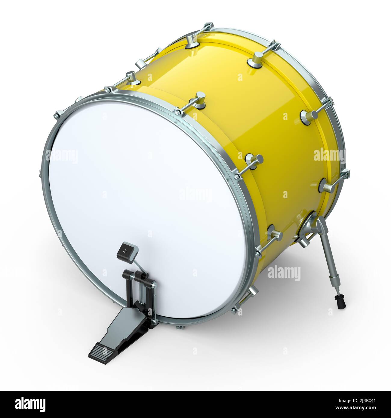 Realistic drum with pedal on white background. 3d render of musical ...