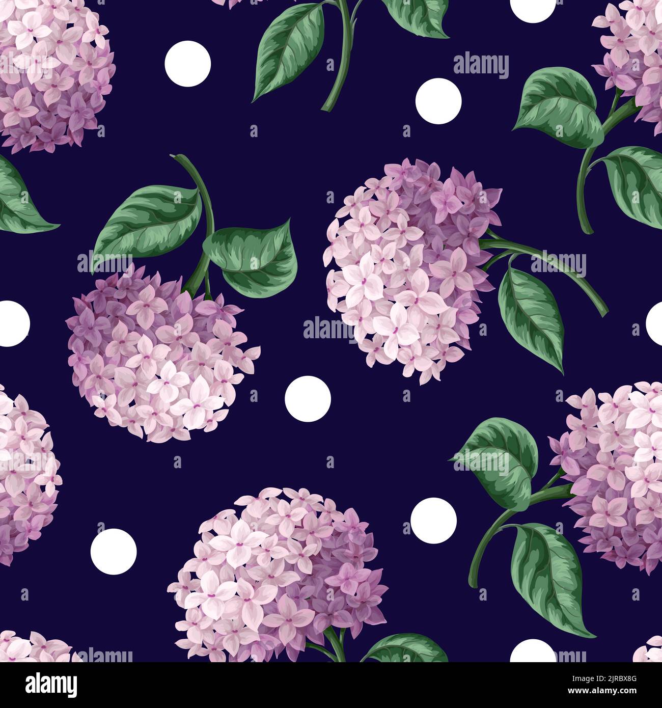 Seamless botanical pattern with pink hydrangeas. Vector Stock Vector Image & Art - Alamy