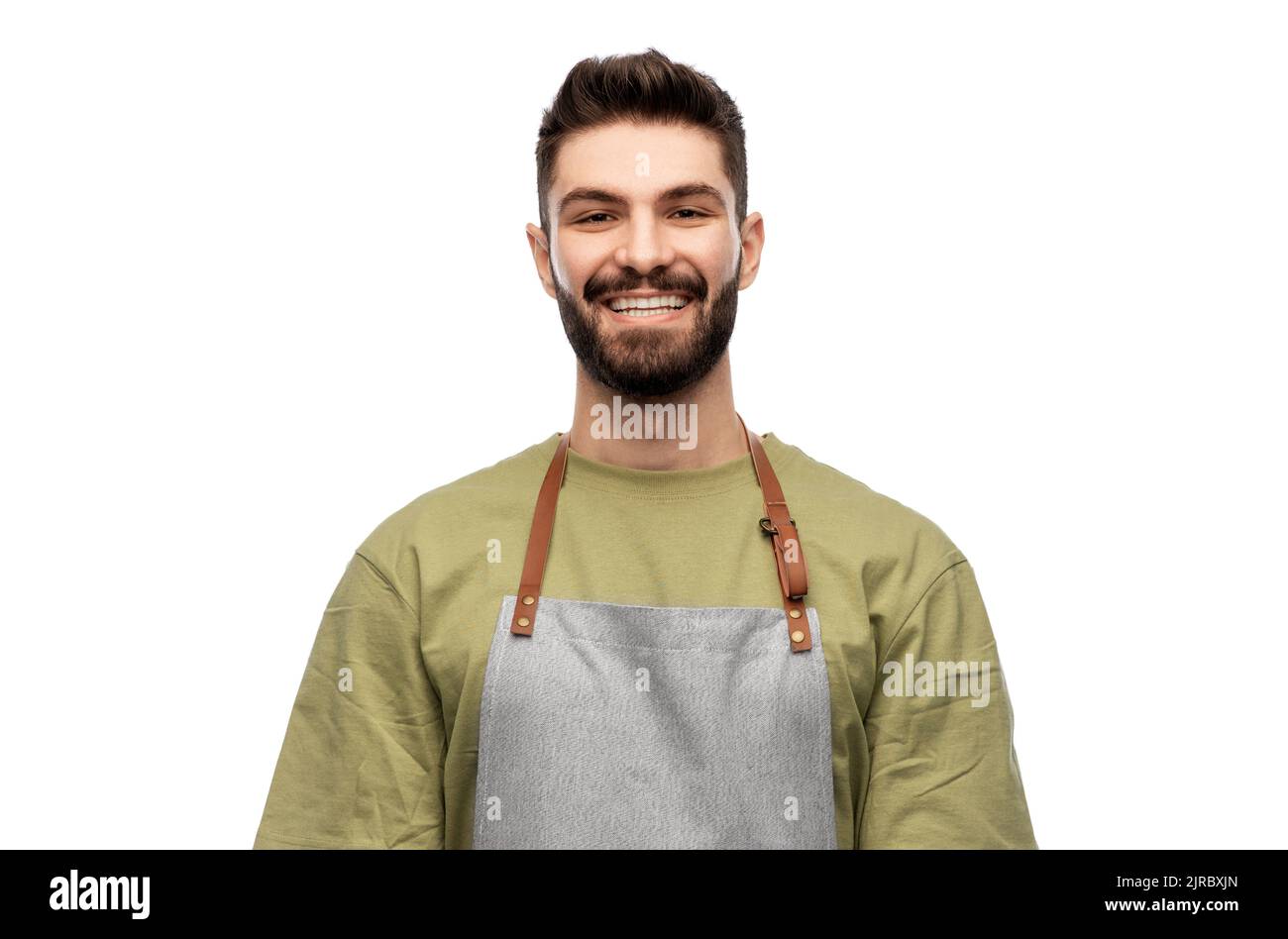 Portrait happy male barista hi-res stock photography and images - Alamy