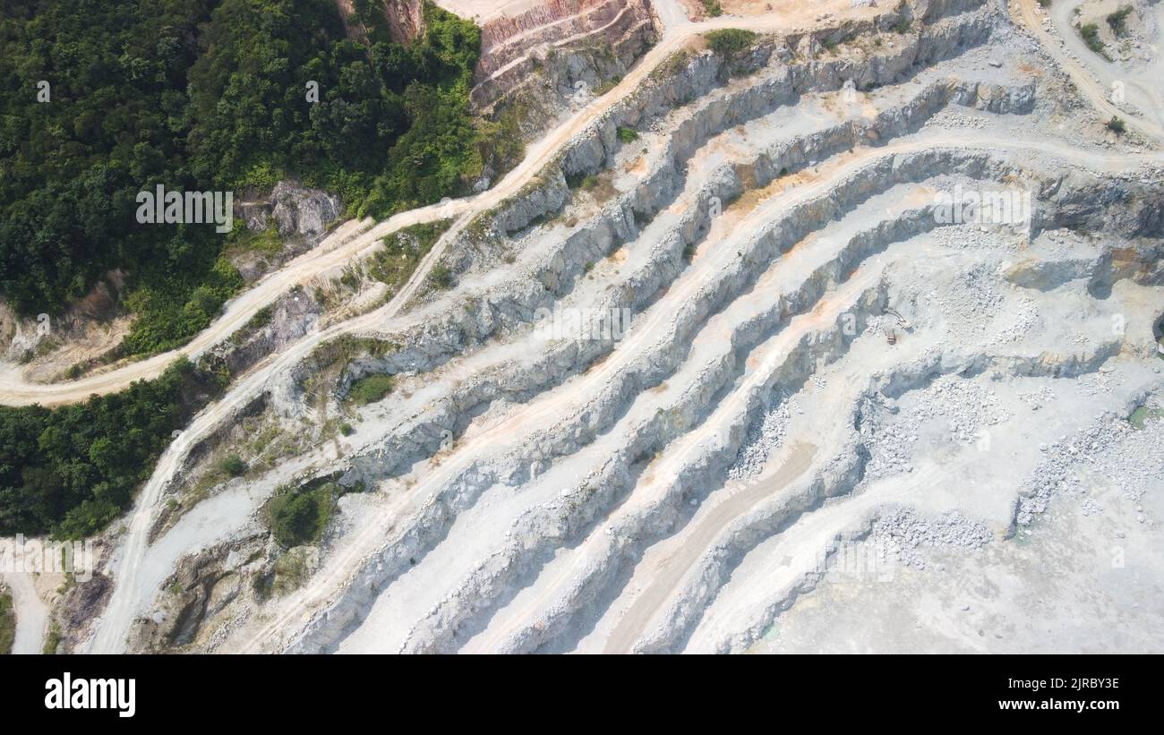 The aerial view of the opencast mining quarry Stock Photo - Alamy