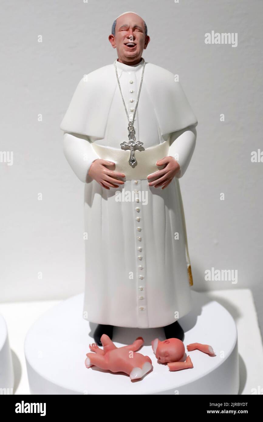 Mexico City, Mexico. 22nd Aug, 2022. Sculpture detail of Pope Francis ...