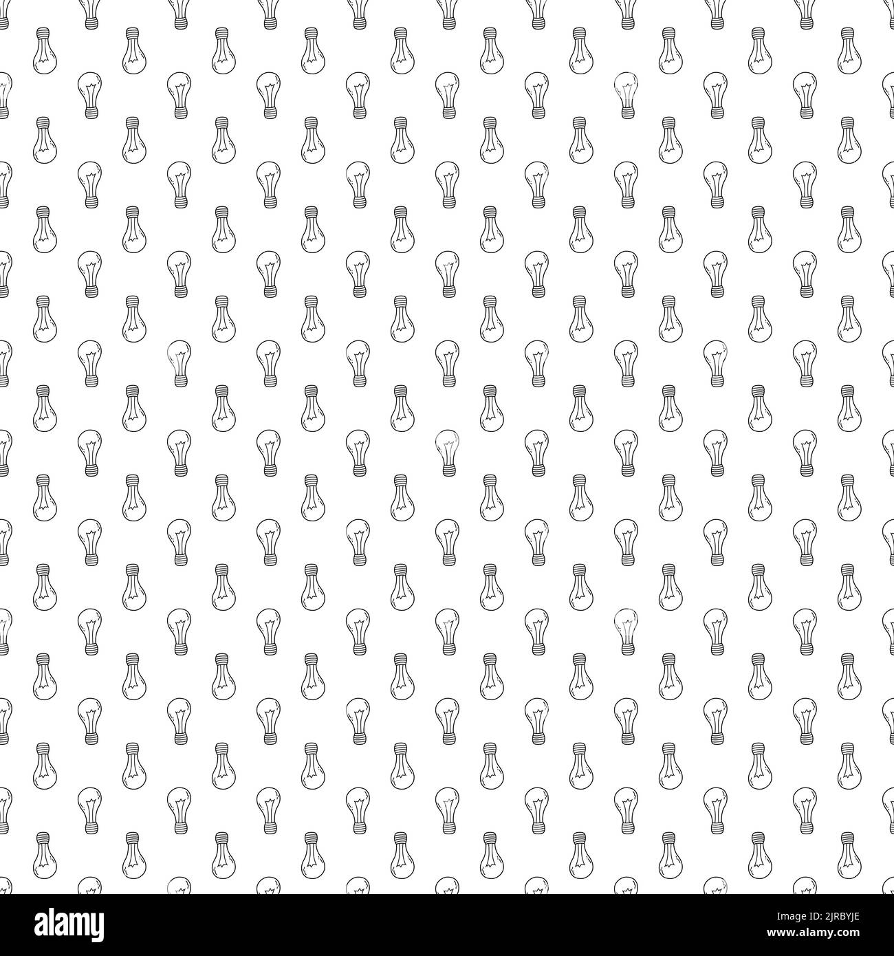 Seamless pattern with doodle light bulb. Sketch vector black ...