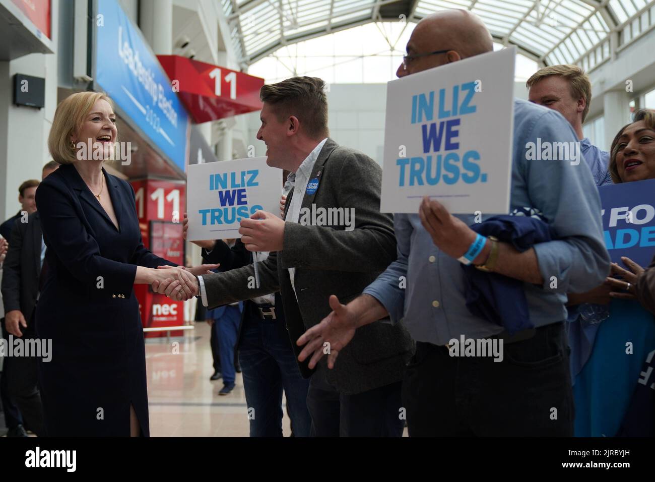 Liz Truss arrives at a hustings event at the NEC in Birmingham as part ...