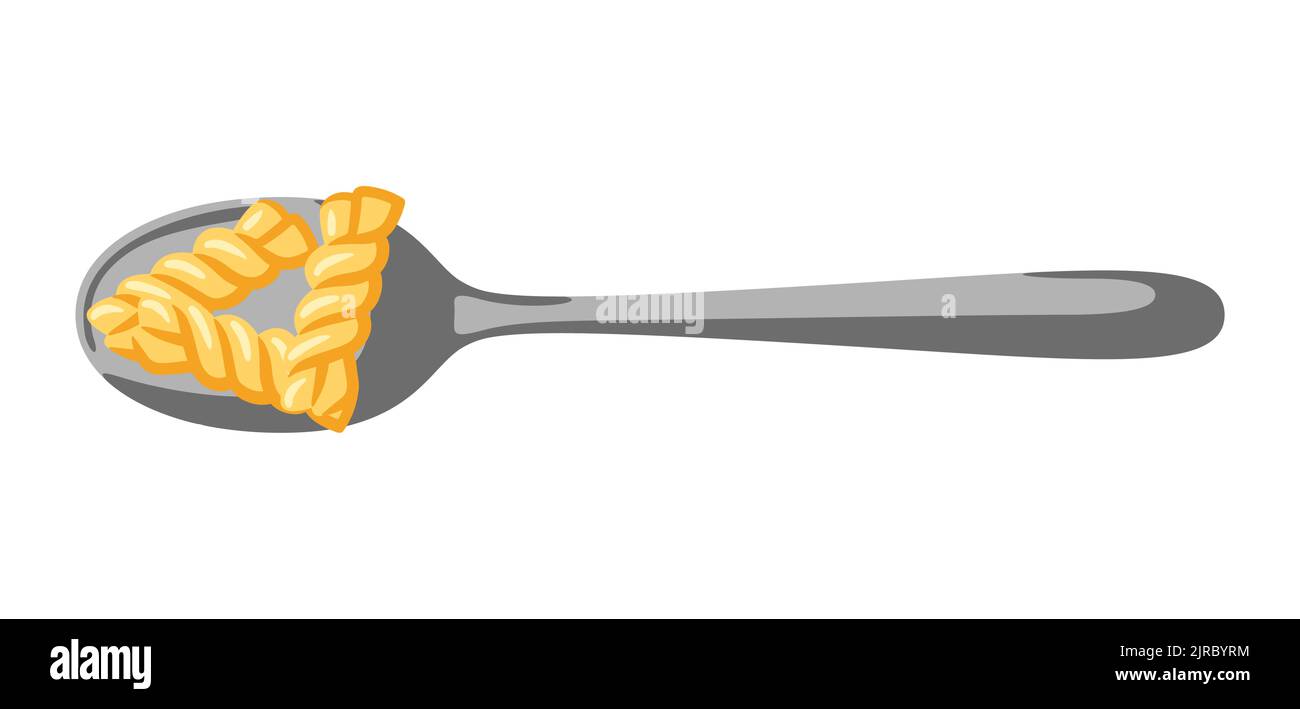 Illustration of Italian pasta on spoon. Culinary image for menu of ...